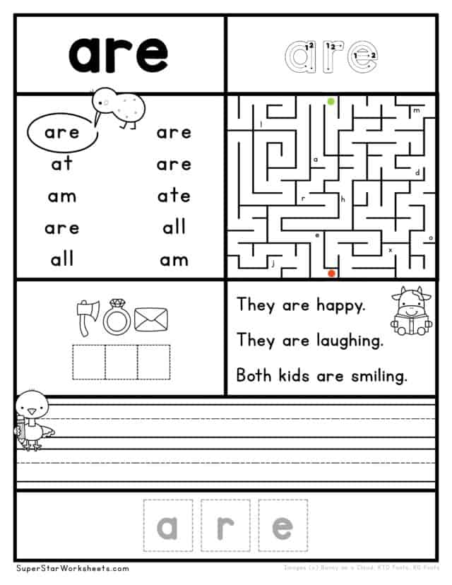 Kindergarten Sight Word Worksheets - Superstar Worksheets