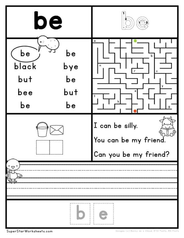 Kindergarten Sight Word Worksheets - Superstar Worksheets