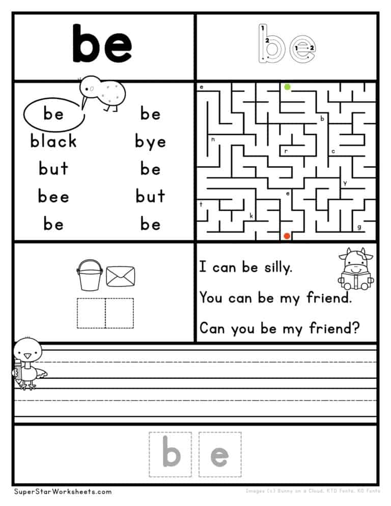 Kindergarten Sight Word Worksheets - Superstar Worksheets