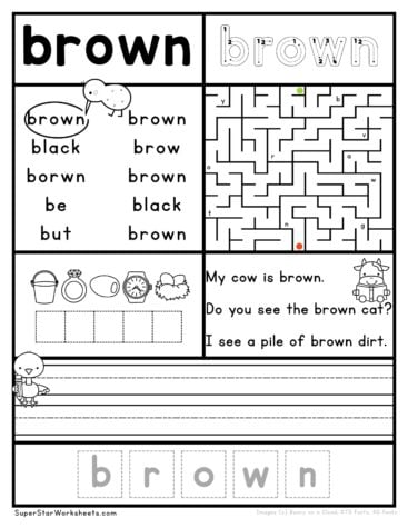 Kindergarten Sight Word Worksheets - Superstar Worksheets