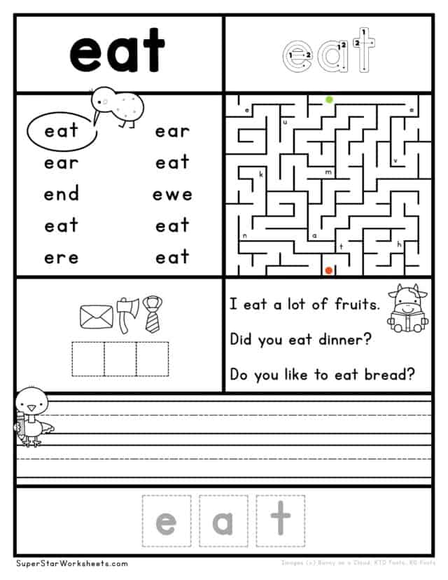 Kindergarten Sight Word Worksheets - Superstar Worksheets