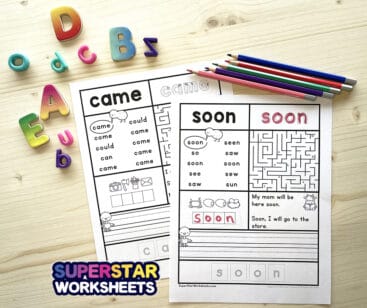 Kindergarten Sight Word Worksheets - Superstar Worksheets