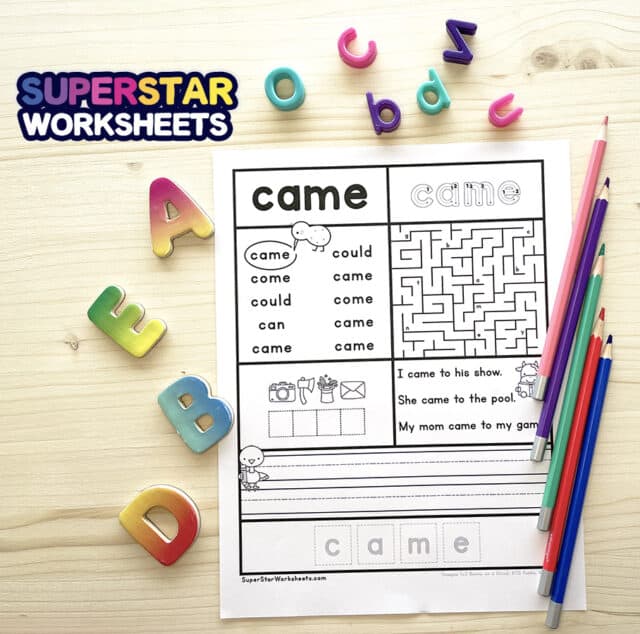 Kindergarten Sight Word Worksheets - Superstar Worksheets