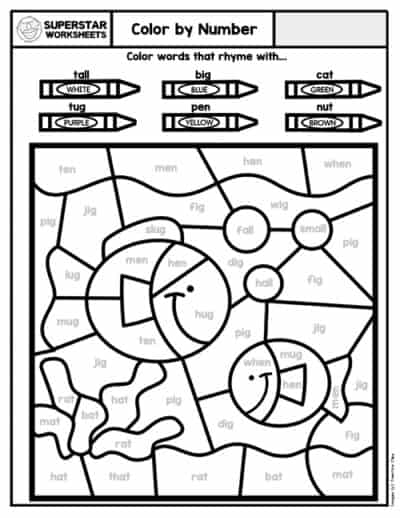 Rhyming Worksheets for Kindergarten - Superstar Worksheets