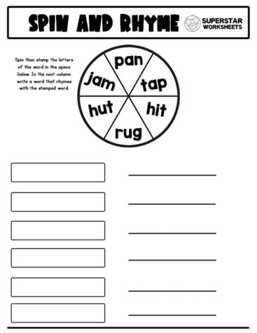 Rhyming Worksheets for Kindergarten - Superstar Worksheets