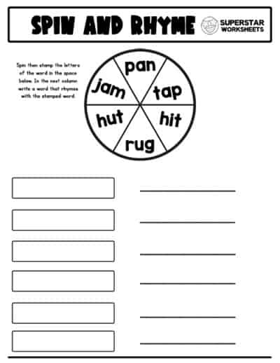 Rhyming Worksheets for Kindergarten - Superstar Worksheets