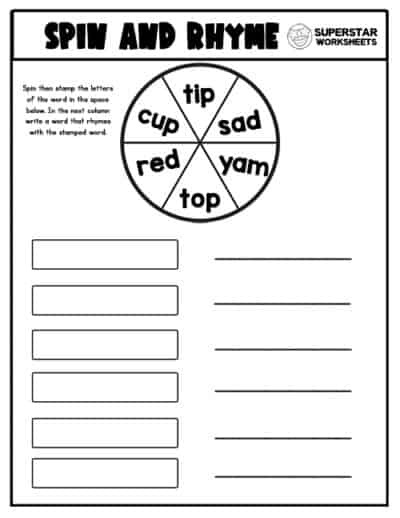 Rhyming Worksheets for Kindergarten - Superstar Worksheets