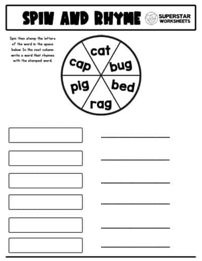 Rhyming Worksheets for Kindergarten - Superstar Worksheets