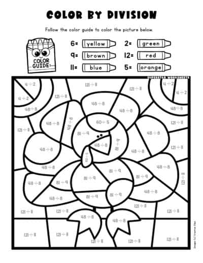 Division Color by Number - Superstar Worksheets