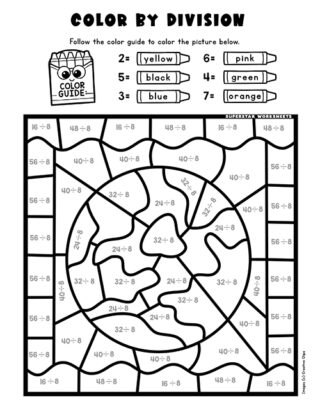 Division Color by Number - Superstar Worksheets