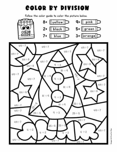 Division Color by Number - Superstar Worksheets