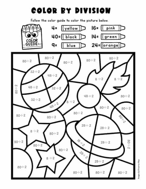 Division Color by Number - Superstar Worksheets