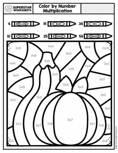 Thanksgiving Color By Number - Superstar Worksheets