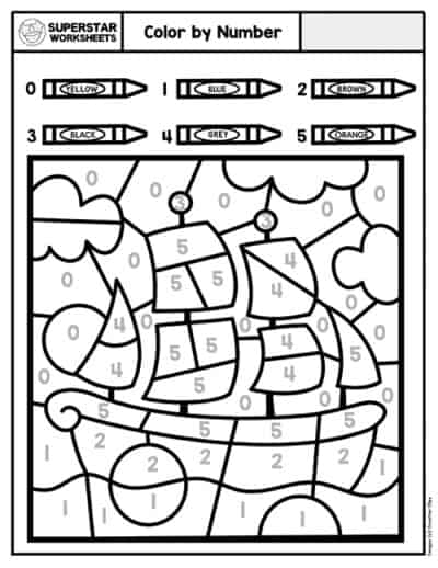 Thanksgiving Color By Number - Superstar Worksheets