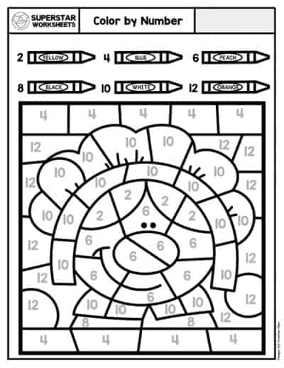 Thanksgiving Color By Number - Superstar Worksheets