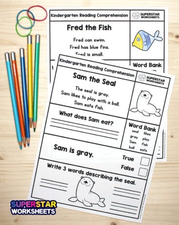 Kindergarten Reading Comprehension Worksheets - Superstar Worksheets