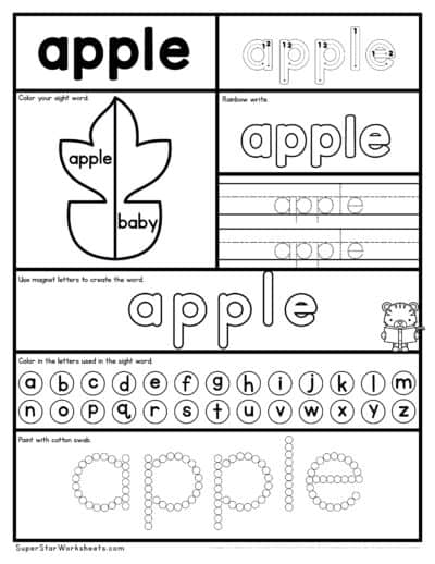 Dolch Noun Sight Word Worksheets - Superstar Worksheets