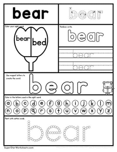 Dolch Noun Sight Word Worksheets - Superstar Worksheets