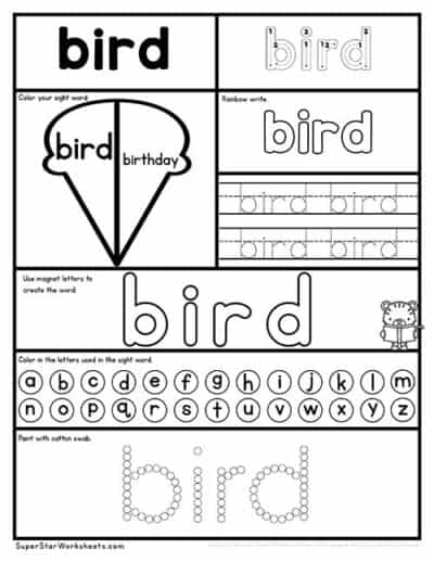 Dolch Noun Sight Word Worksheets - Superstar Worksheets