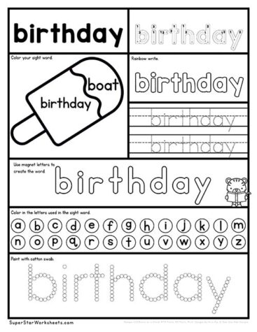 Dolch Noun Sight Word Worksheets - Superstar Worksheets
