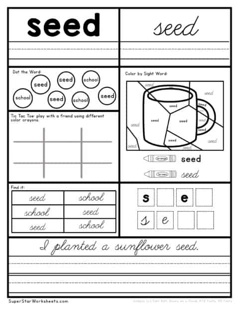 Dolch Noun Sight Word Worksheets - Superstar Worksheets