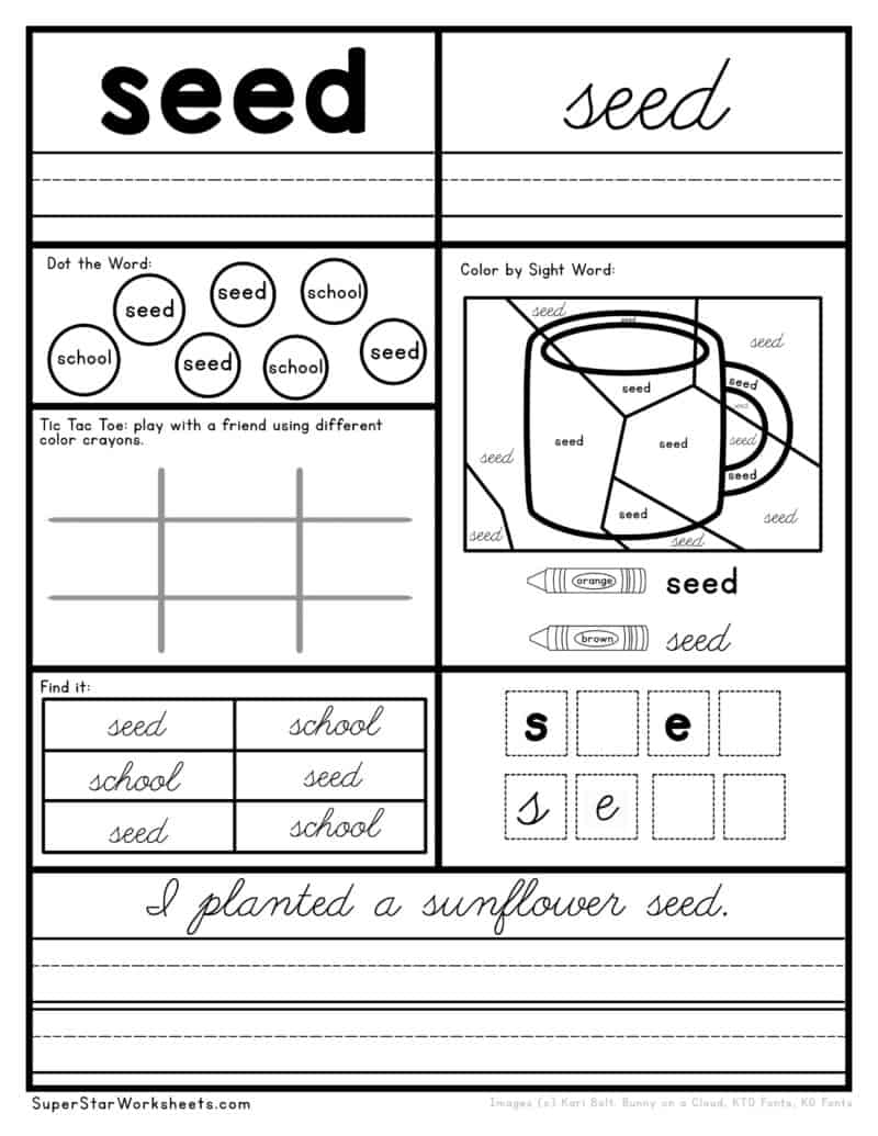 Dolch Noun Sight Word Worksheets - Superstar Worksheets