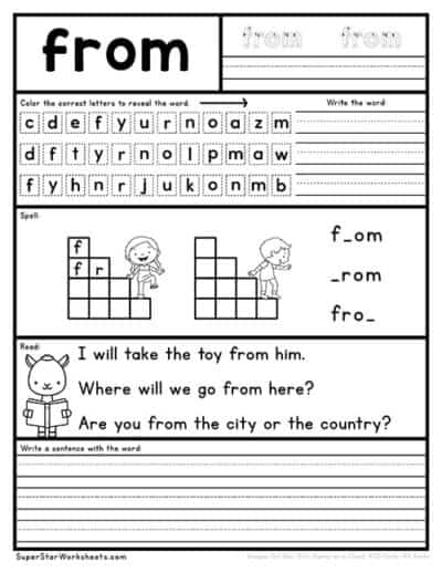 First Grade Sight Word Worksheets - Superstar Worksheets