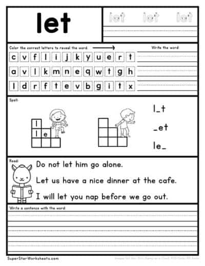 First Grade Sight Word Worksheets - Superstar Worksheets