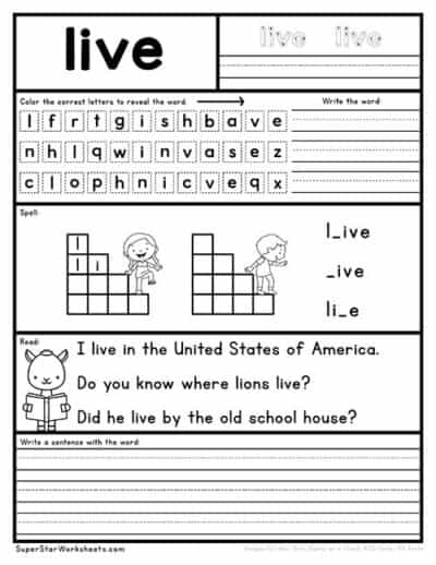 First Grade Sight Word Worksheets - Superstar Worksheets