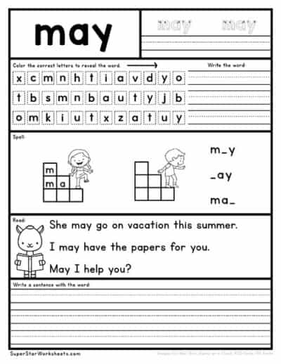 First Grade Sight Word Worksheets - Superstar Worksheets