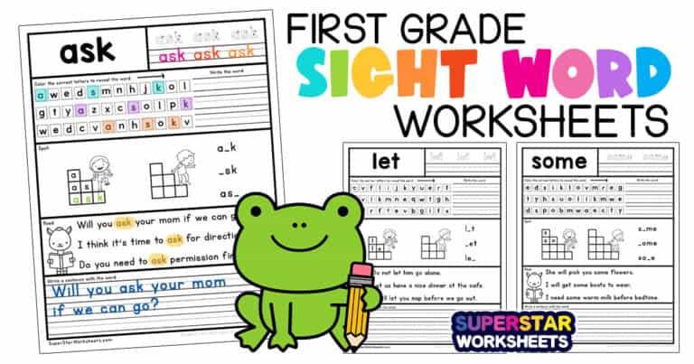 First Grade Sight Word Worksheets - Superstar Worksheets