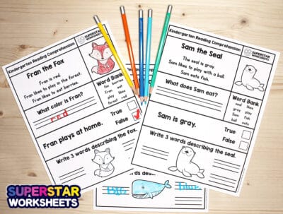 Kindergarten Reading Comprehension Worksheets - Superstar Worksheets