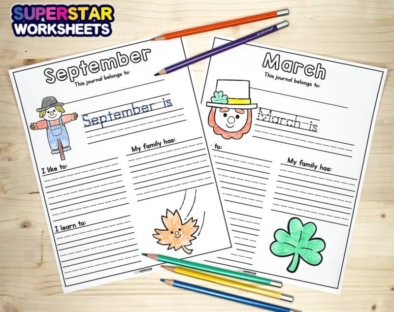 Kindergarten Writing Journal - Superstar Worksheets