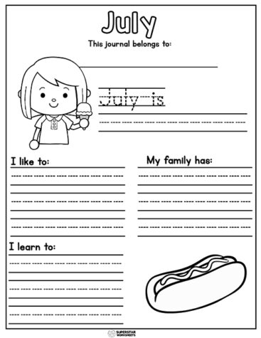 Kindergarten Writing Journal - Superstar Worksheets