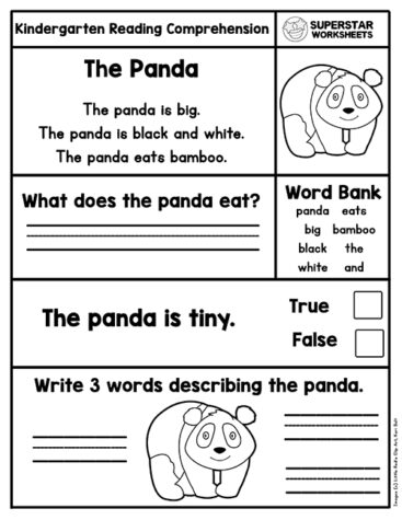 Kindergarten Reading Comprehension Worksheets - Superstar Worksheets