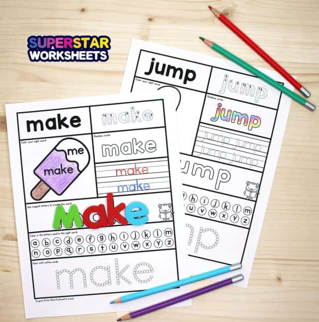 Preschool Sight Word Worksheets - Superstar Worksheets