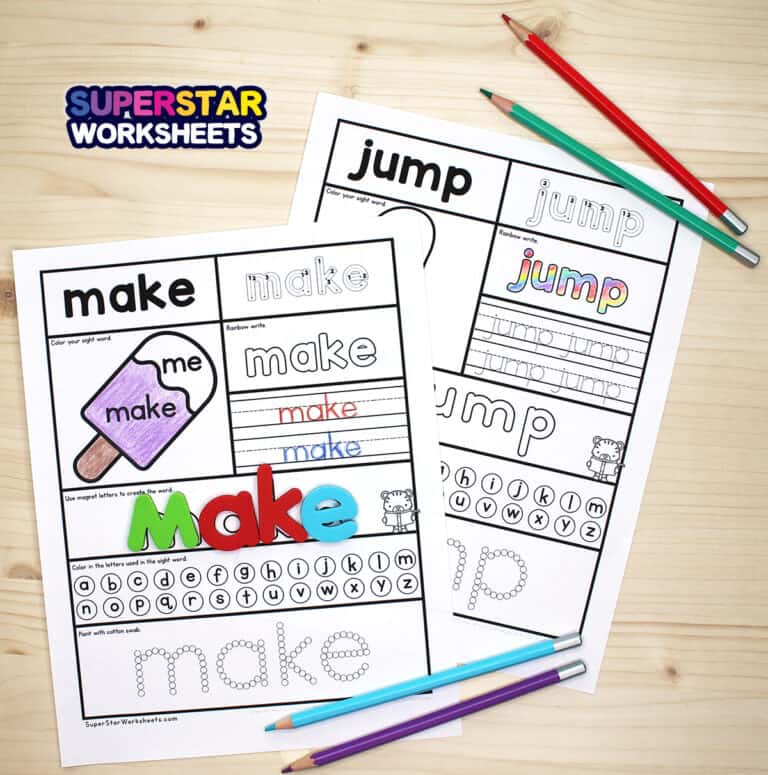 Preschool Sight Word Worksheets - Superstar Worksheets