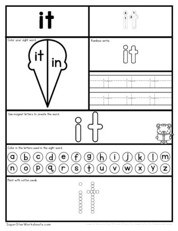 Preschool Sight Word Worksheets - Superstar Worksheets