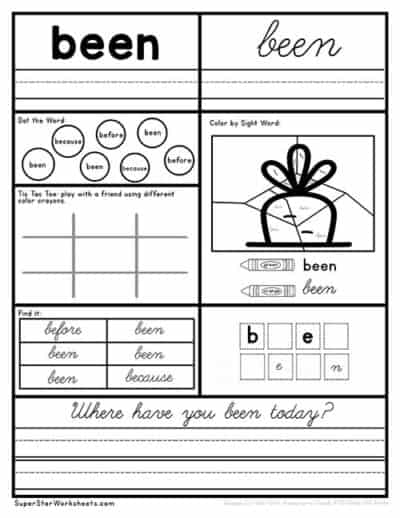 Second Grade Sight Word Worksheets - Superstar Worksheets