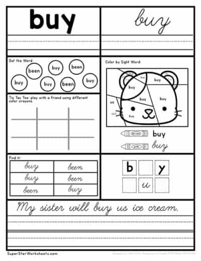Second Grade Sight Word Worksheets - Superstar Worksheets