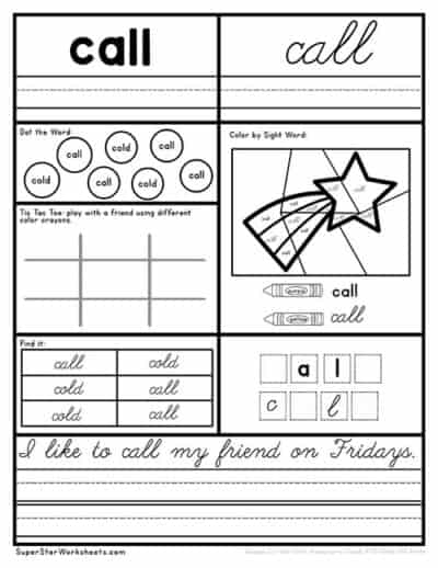Second Grade Sight Word Worksheets - Superstar Worksheets