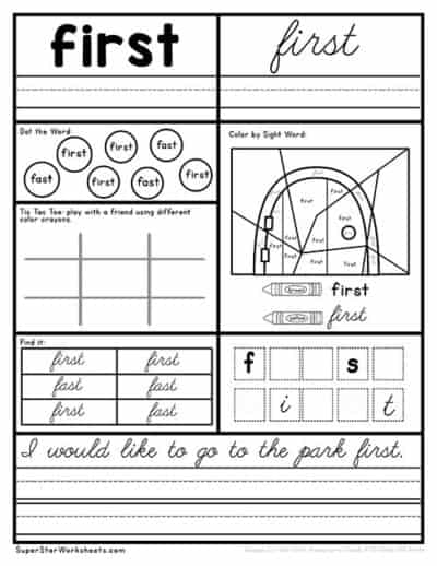 Second Grade Sight Word Worksheets - Superstar Worksheets
