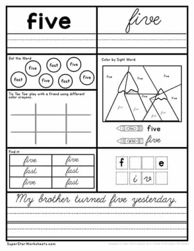 Second Grade Sight Word Worksheets - Superstar Worksheets