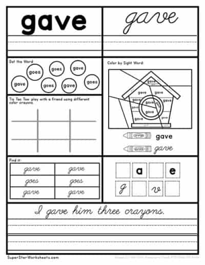 Second Grade Sight Word Worksheets - Superstar Worksheets