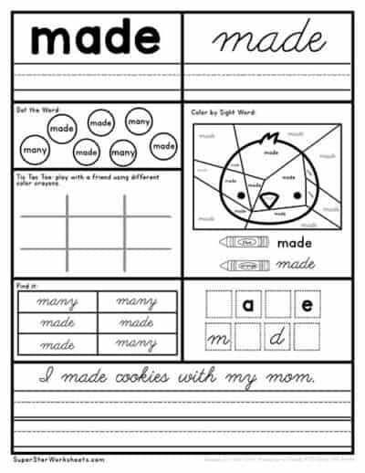 Second Grade Sight Word Worksheets - Superstar Worksheets