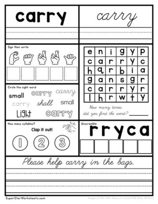Third Grade Sight Word Worksheets - Superstar Worksheets