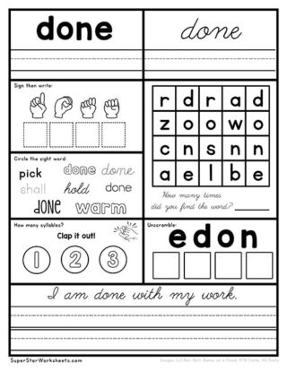 Third Grade Sight Word Worksheets - Superstar Worksheets