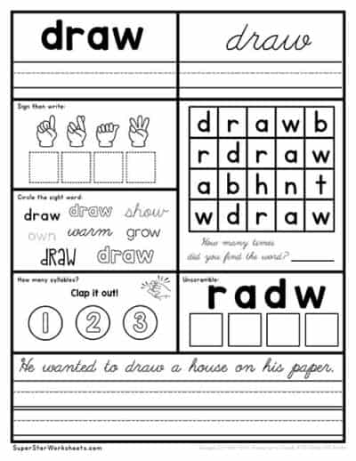 Third Grade Sight Word Worksheets - Superstar Worksheets