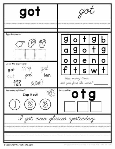 Third Grade Sight Word Worksheets - Superstar Worksheets