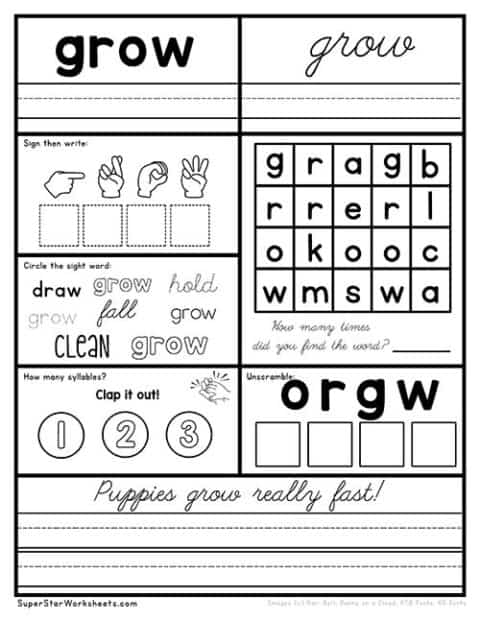 Third Grade Sight Word Worksheets - Superstar Worksheets